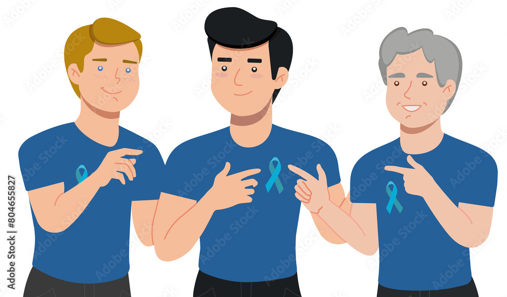 Blue November banner illustration with three men to support world month ...