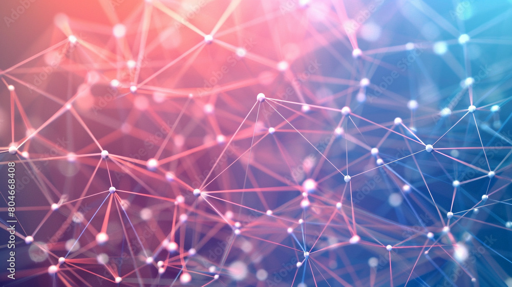 Network structure visualization with a gradient background, featuring a complex web of ...