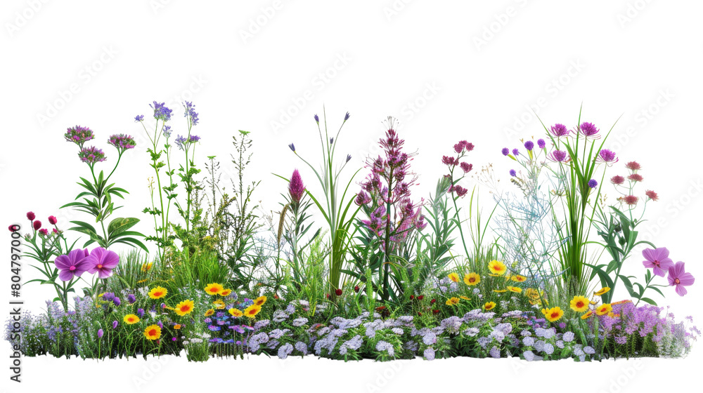 Flower garden, meadow, and grass on a white background, png transparent ...