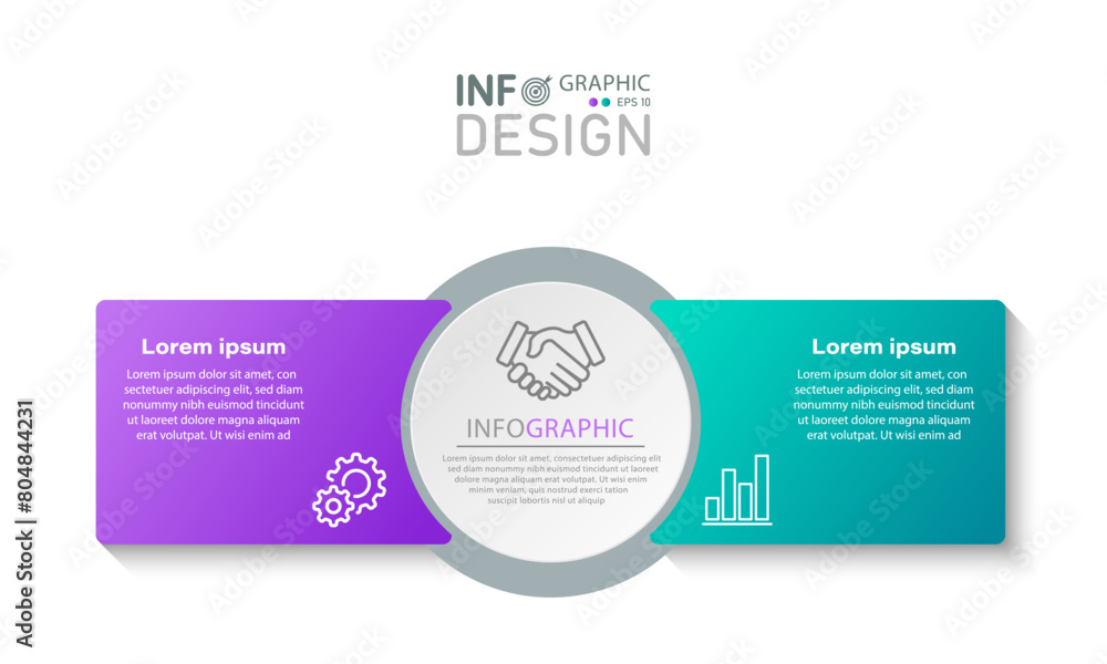 Vector infographic label design template 2 step process, presentation ...