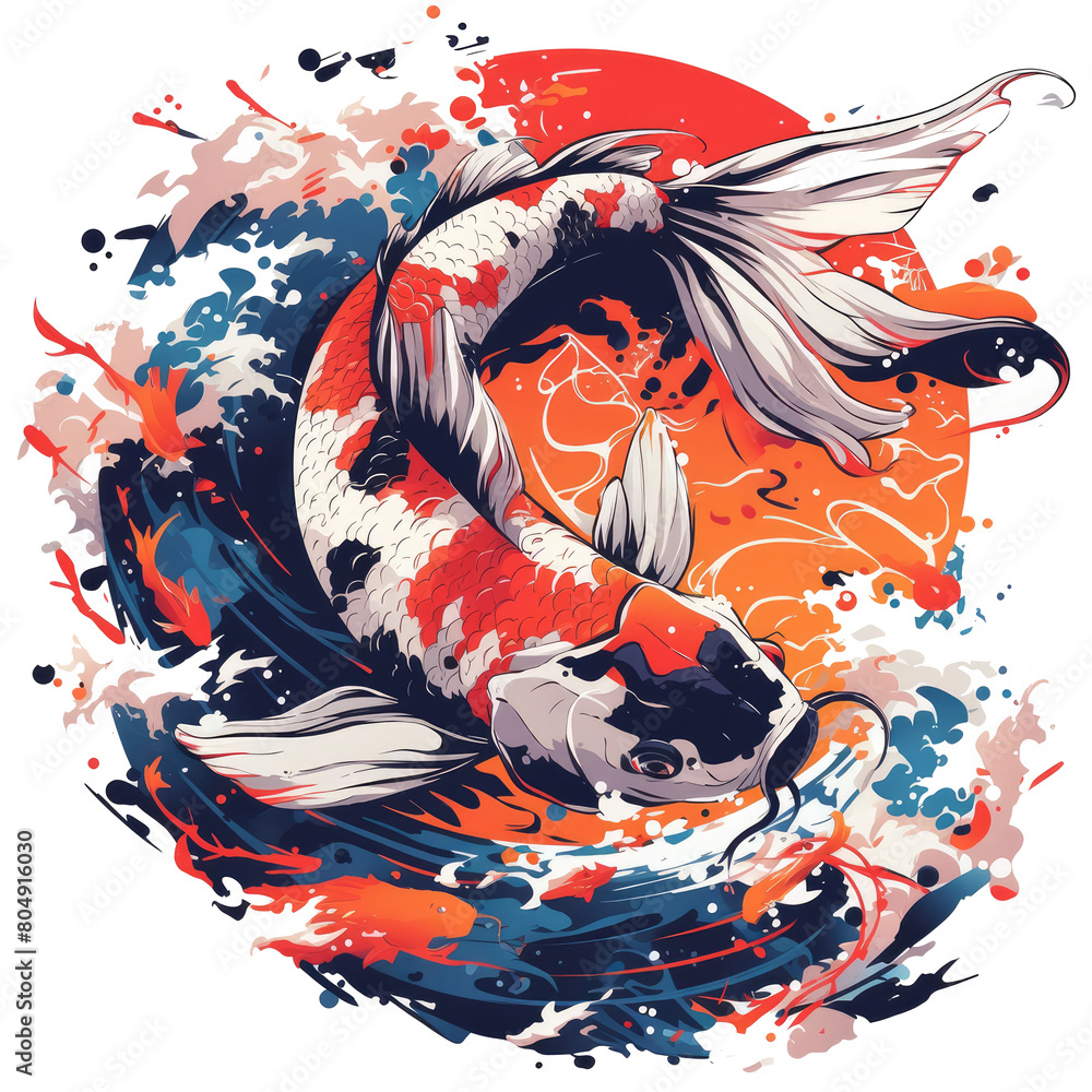 vintage japan koi fish water element traditional japanese ornament logo ...