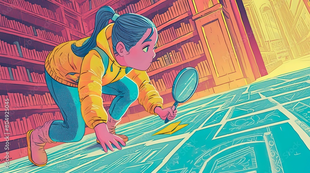 Cryptic Note, Magnifying Glass, Elusive, Searching for clues in a dimly ...