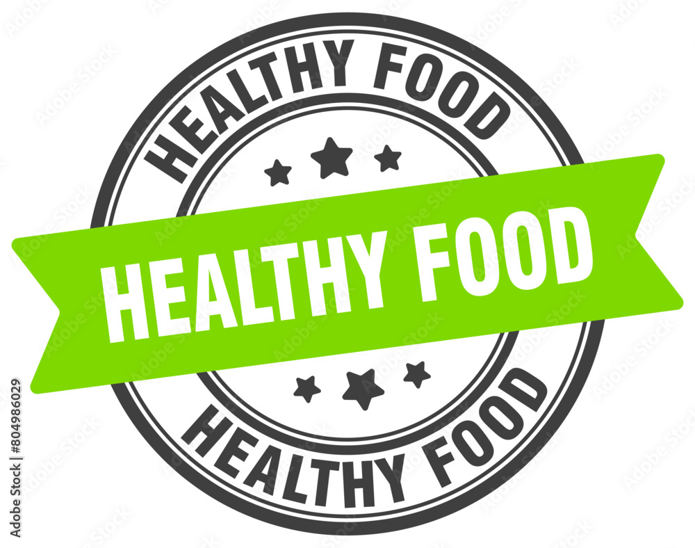 healthy food stamp. healthy food label on transparent background. round ...