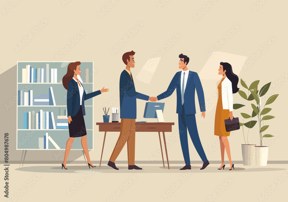 Onboarding New Hire: Manager Handshake Welcomes New Employee to Team ...