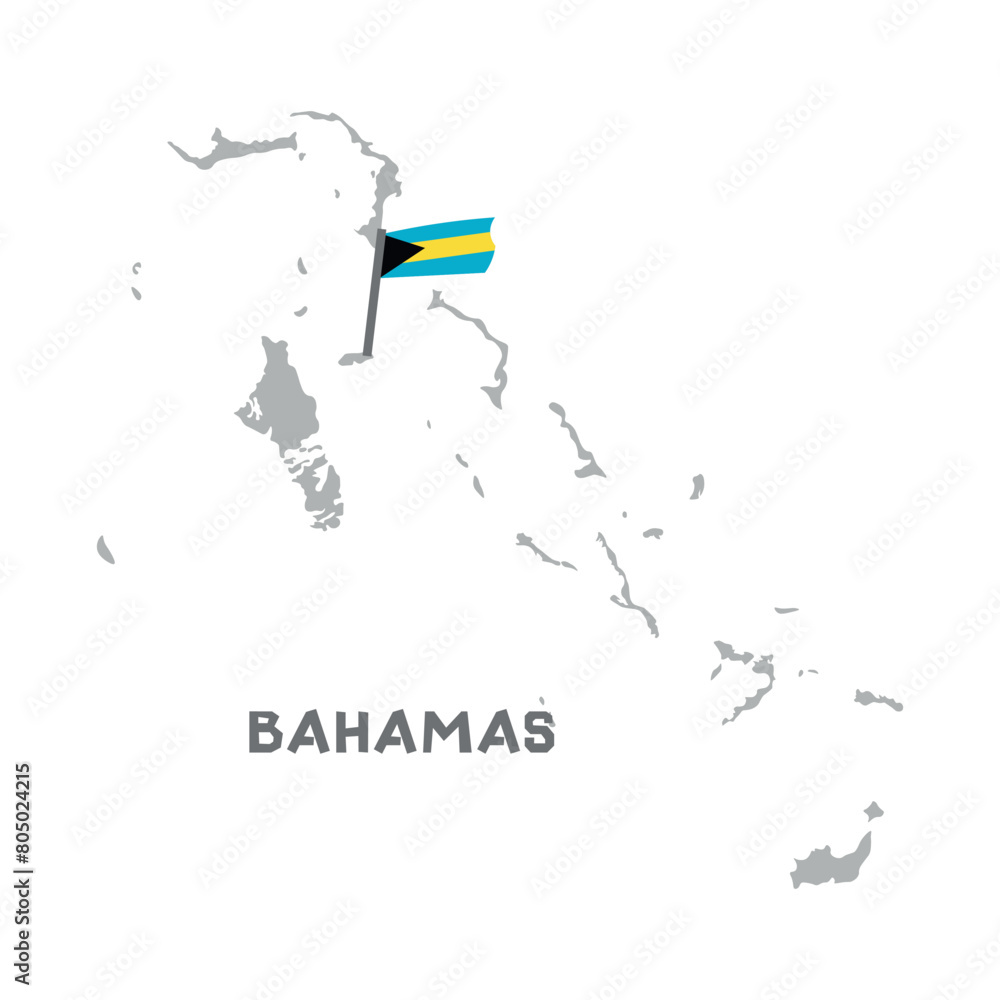 Bahamas vector map illustration, country map silhouette with the flag ...