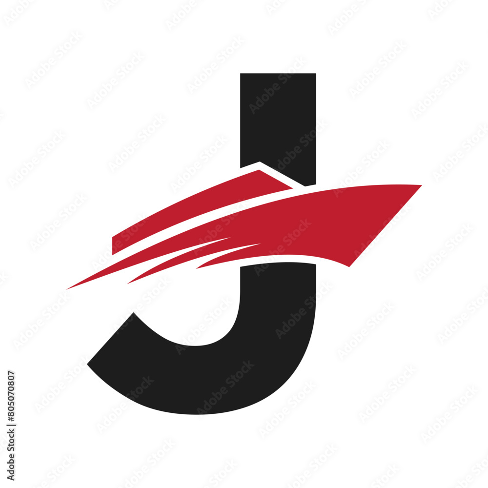 Initial Letter J Boat Logo For Yacht Sign. Maritime Symbol Vector ...