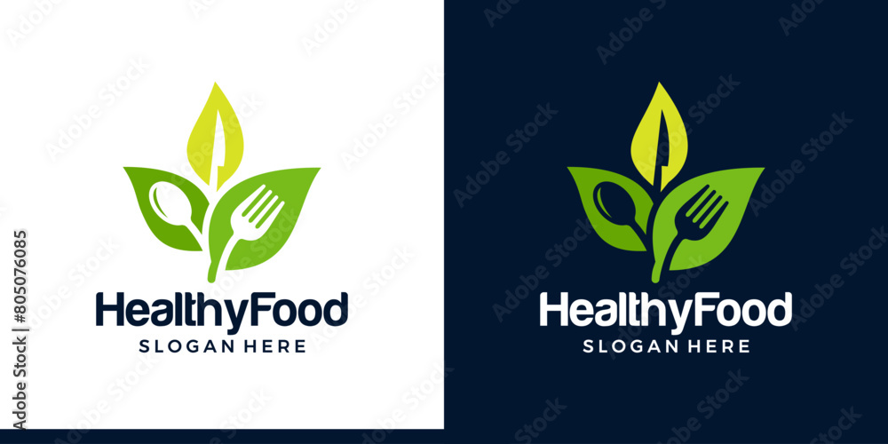 Healthy food logo design template. Organic food logo design vector ...
