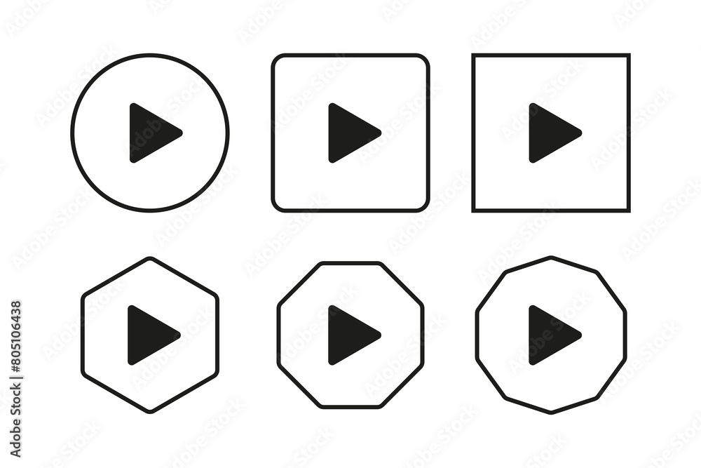 Play button icon set transparent background. Stock Illustration | Adobe ...