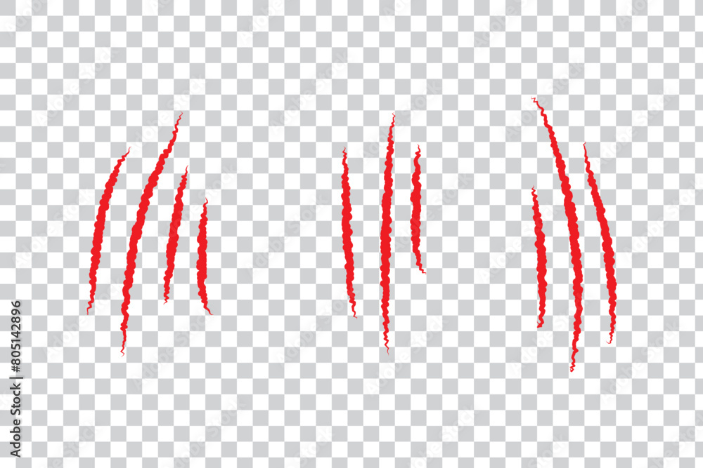 Red claw marks. Bloody scratches on surface left by creepy monster ...