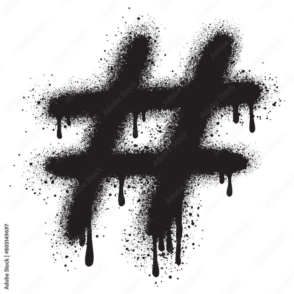 graffiti hashtag symbol sprayed in black over white Stock Vector ...