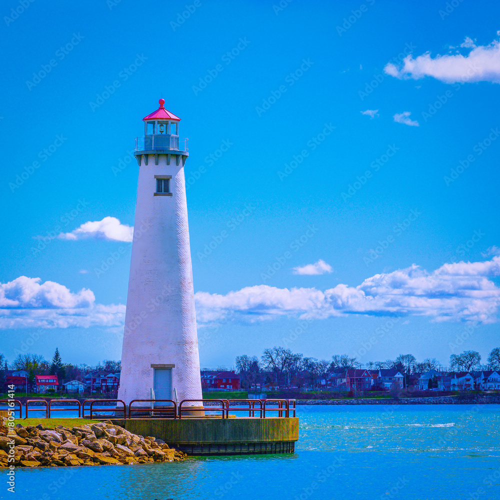 Milliken State Park Lighthouse, the iconic light tower at the harbor ...