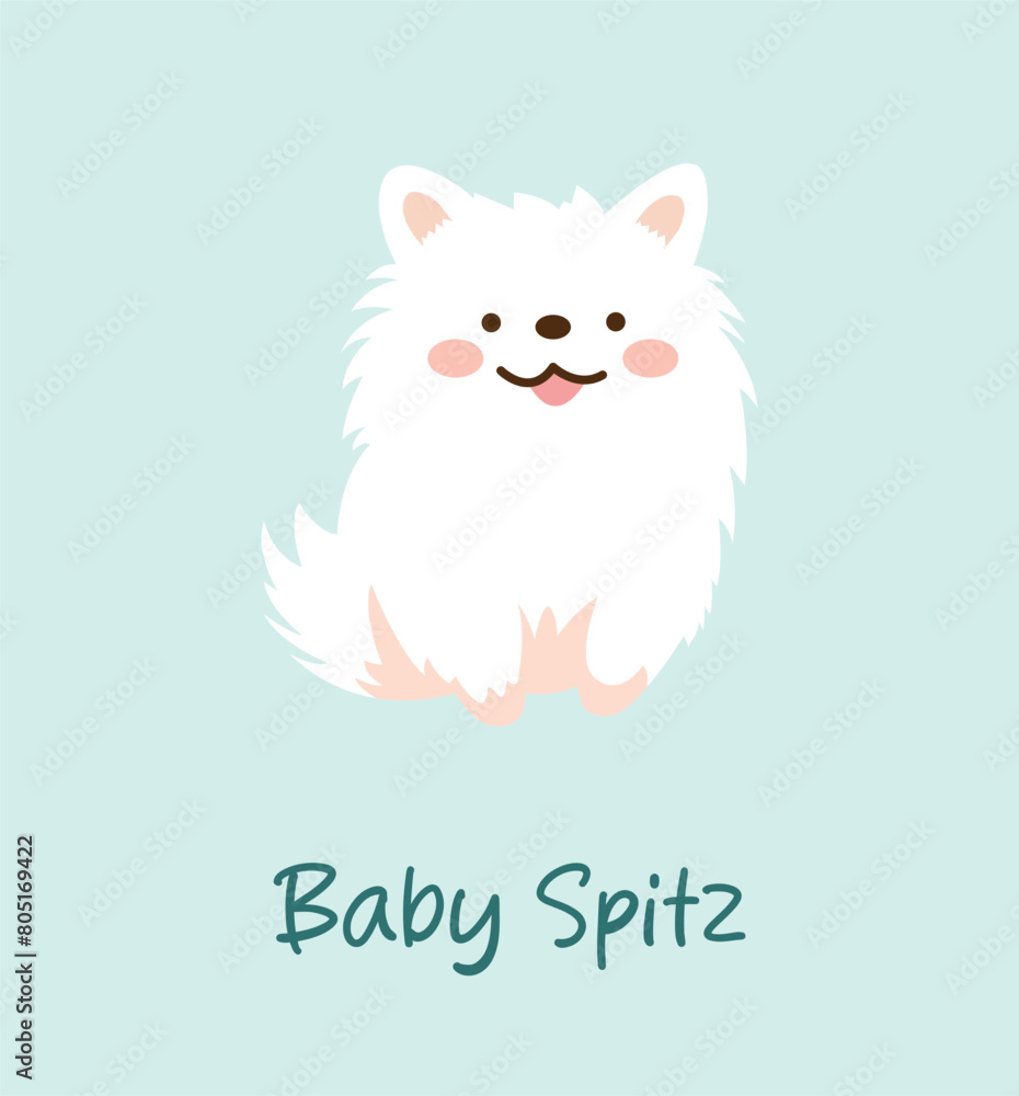 Vector illustration of german spitz, baby spitz, puppy spitz ...