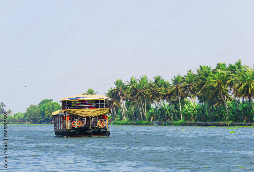 Houseboats in backwaters, Alleppey Alappuzha, Kerala, India. Houseboat ...