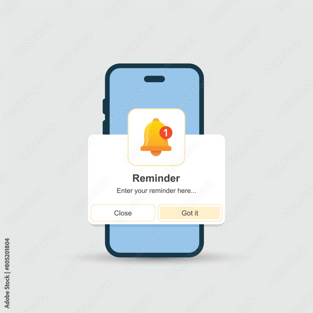 Phone notifications icon in flat style. Smartphone with new notice ...