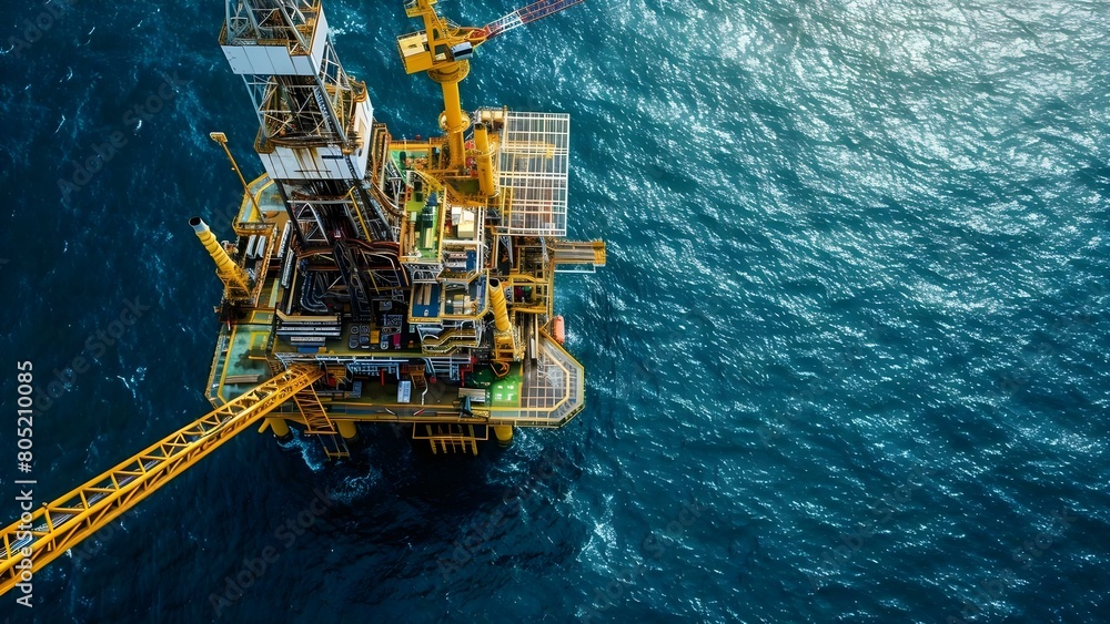 Stock-Illustration „Construction of an offshore oil rig seen from above ...