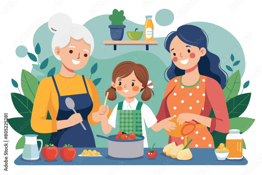 Intergenerational bonding culinary traditions Two generations of women ...