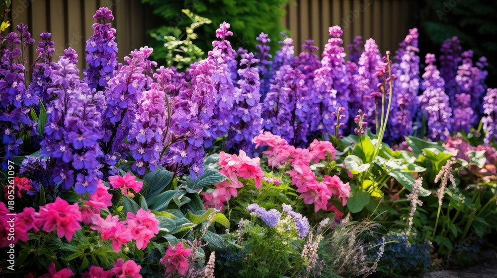 petunia purple flower border Stock Photo | Adobe Stock