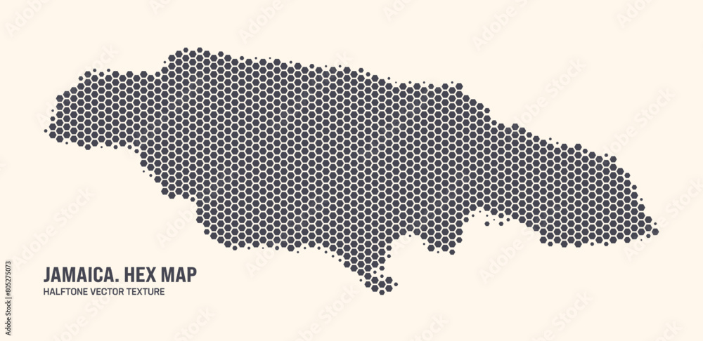 Jamaica Map Vector Hexagonal Halftone Pattern Isolate On Light ...