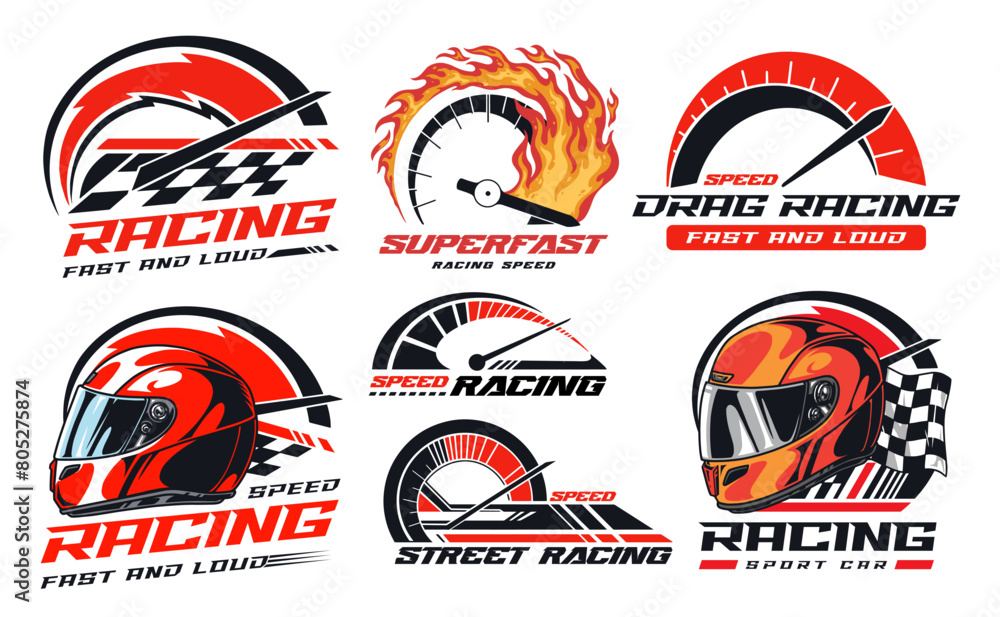 Vetor Street racing colorful set flyers do Stock | Adobe Stock