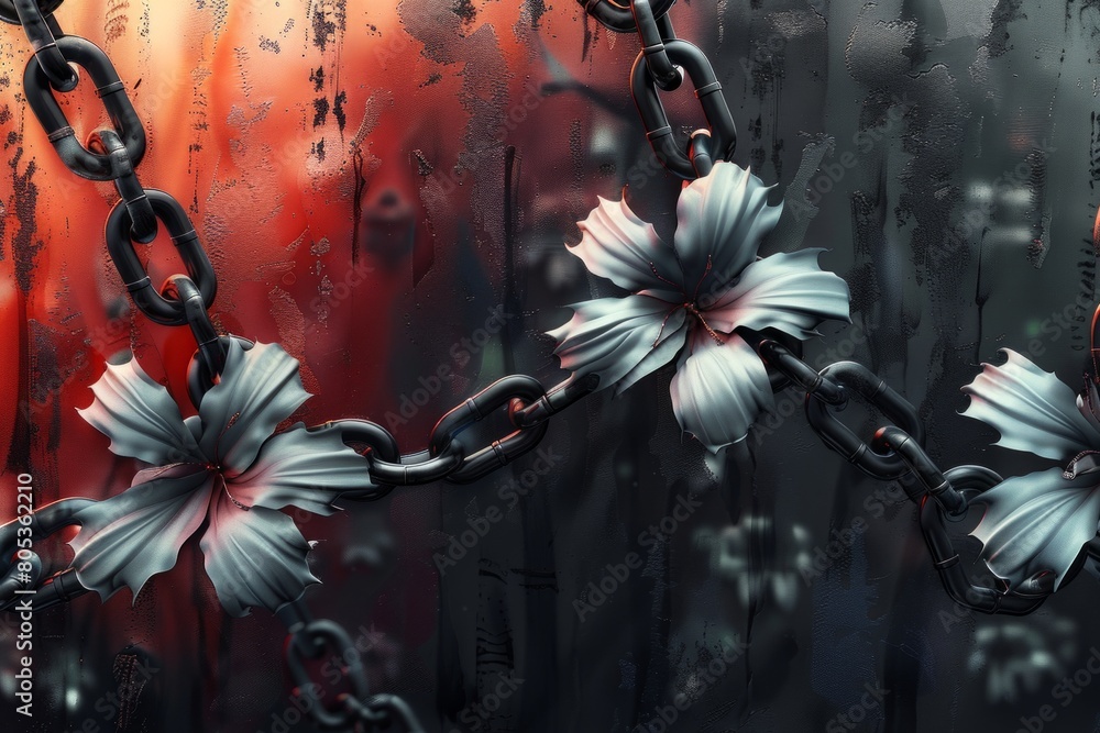 Flowers in chains. Slavery, slave trade, abolition banner, juneteenth ...