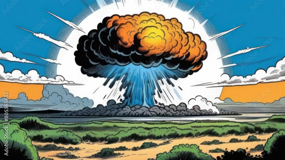 Huge nuclear bomb explosion with a mushroom cloud, weapon of mass ...