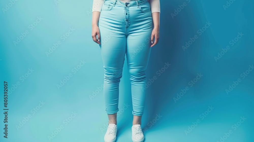Confident young woman in stylish outfit, body acceptance message ...