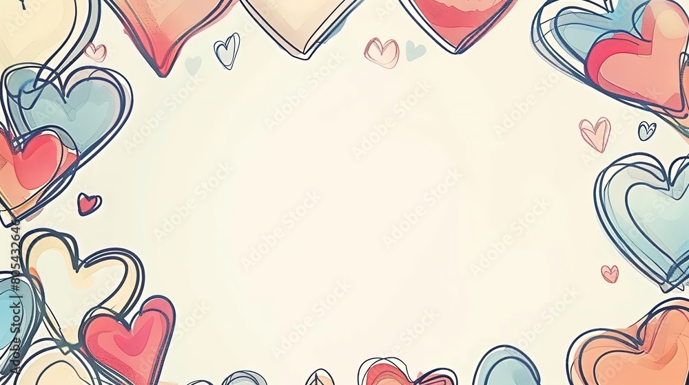 happy lovely doodle heart valentine's day cute cartoonish page print ...