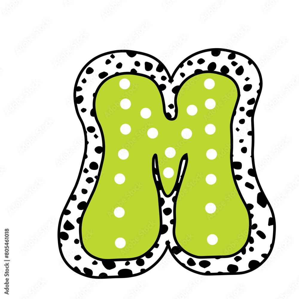 Dalmatian Dots Letters Alphabet font PNG svg, doodle Bright Colors ...