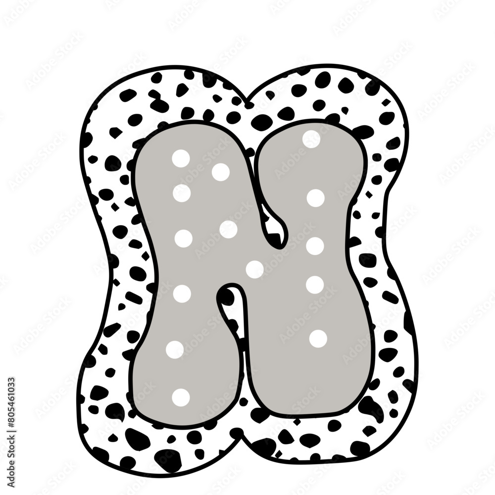 Dalmatian Dots Letters Alphabet font PNG svg, doodle Bright Colors ...
