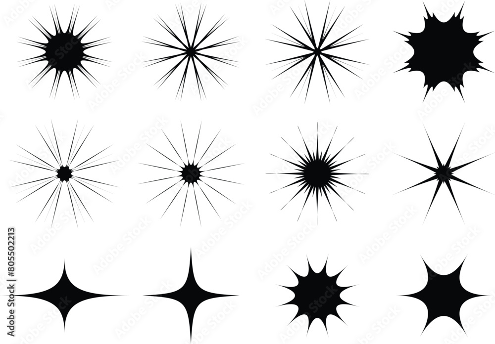 Sparkle star icon, star sparkle vectors, Shining sparkle icon, Blink twinkle, sunburst star ...