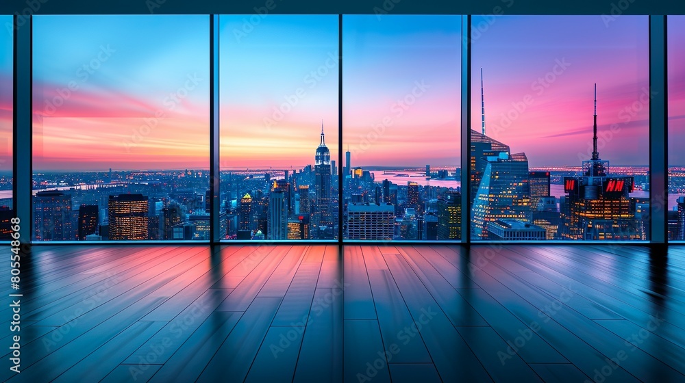 New Office with Free Space Views of Urban Skyline and Landmark Towers ...