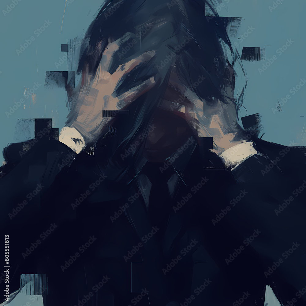 An artistic representation of a person overwhelmed by the complexities ...