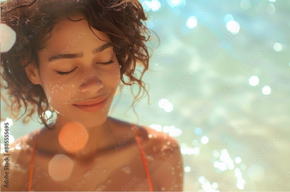 Stunning high resolution photo: sun, sea, sand, young slim woman ...
