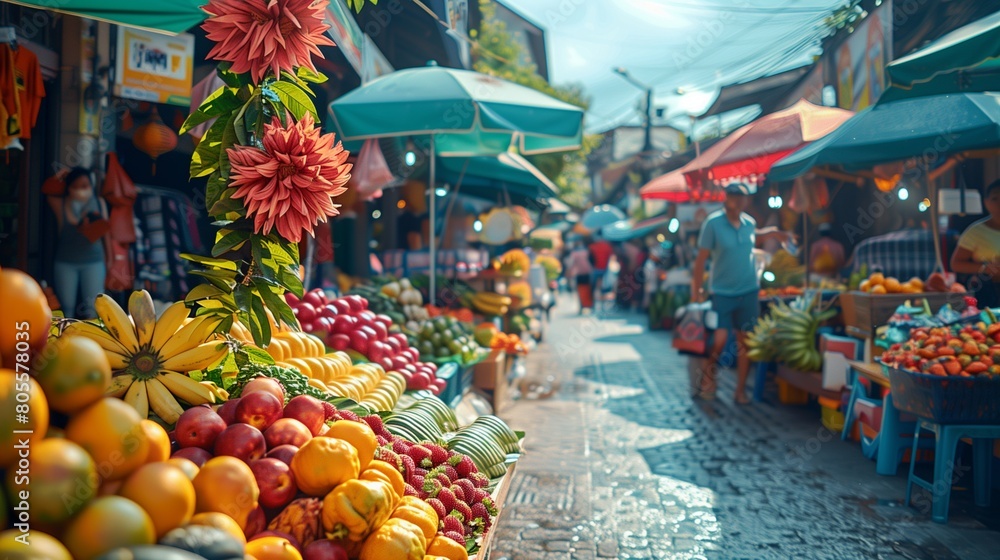 Vibrant street market exploration in Southeast Asia, local culture and ...
