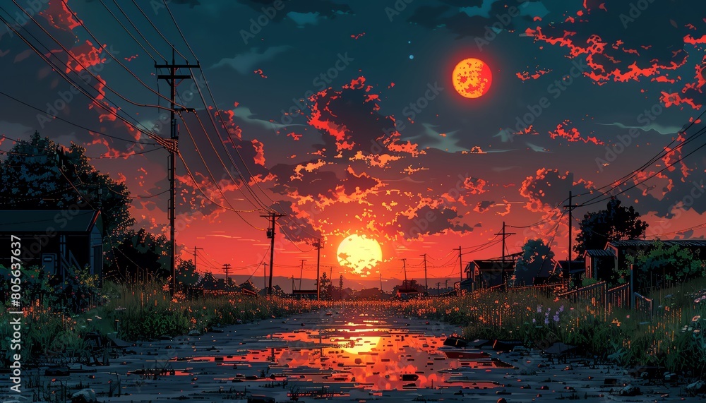 Illustrate the urgency of climate change through a pixel art ...