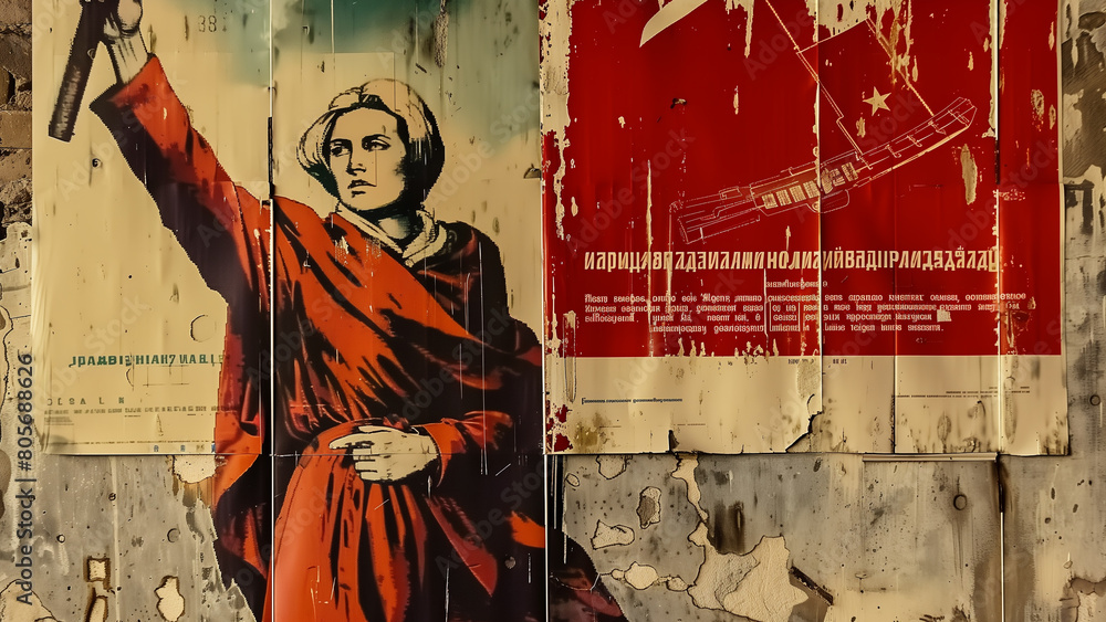 Echoes of the Past: Cold War-Era Soviet Propaganda Poster Stock ...