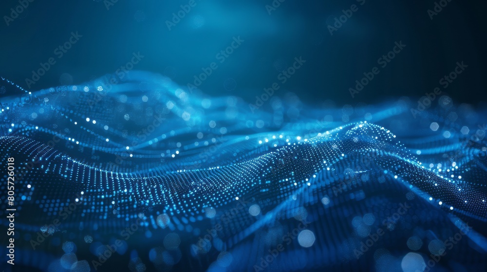 Abstract blue background, where a glowing network connection serves as ...