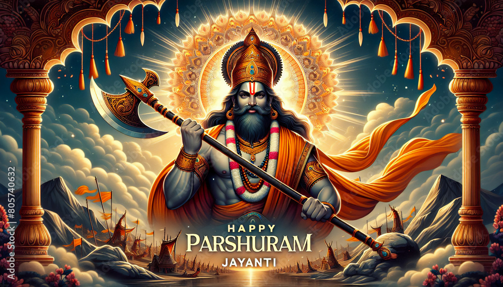 Majestic and divine illustration of Lord Parshuram holding an axe for ...