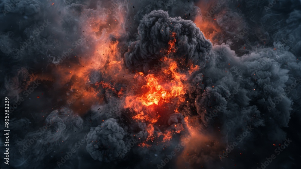Delve into the heart of a fiery inferno with this mesmerizing image of a large fireball ...