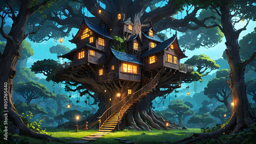 Explore the Mystery of A Wizard's Enormous, Scary Oak Tree House Stock ...