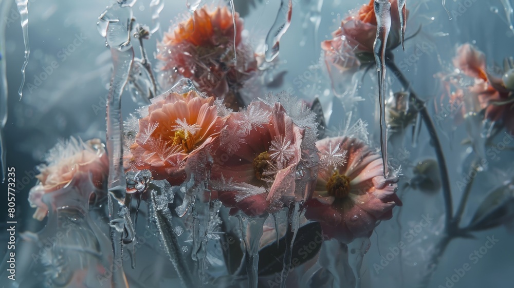 Dive into the surreal beauty of abstract art featuring frozen flowers ...