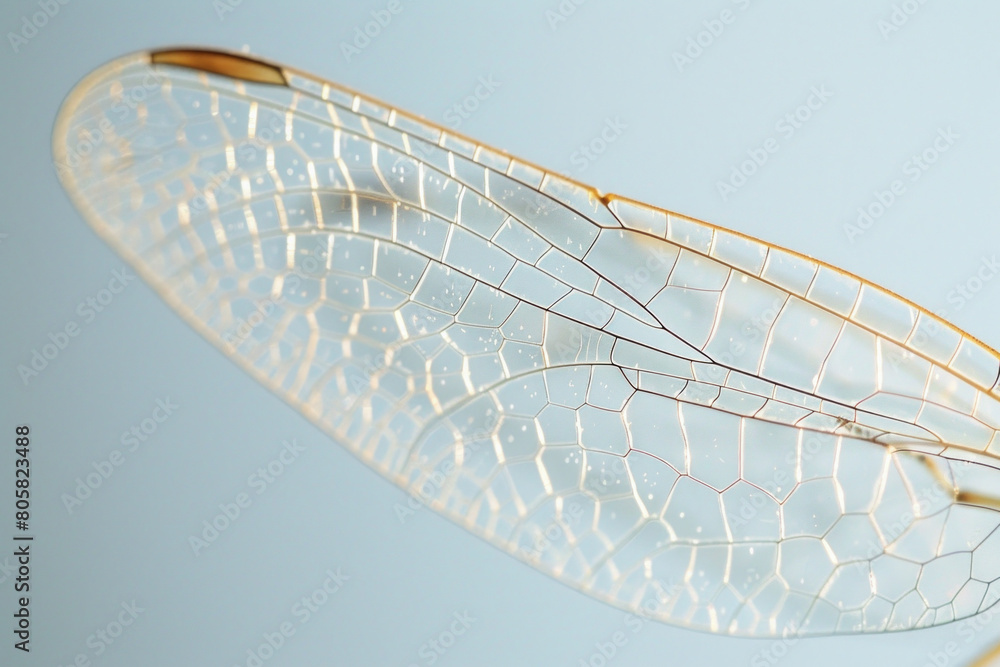 Grid-like structure of a dragonfly's wing, with its delicate veins and ...
