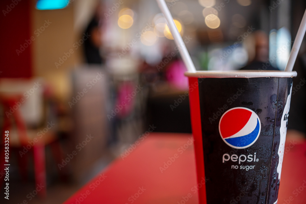 Cup of KFC's Pepsi, Soft drink with Chicken fried and Mashed potato in ...