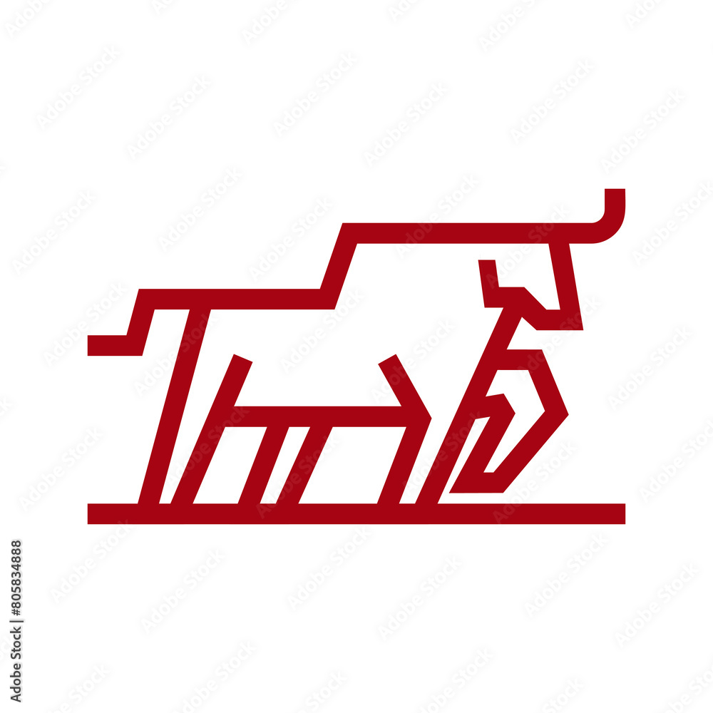 simple bull line icon logo vector design, abstract modern logo ...