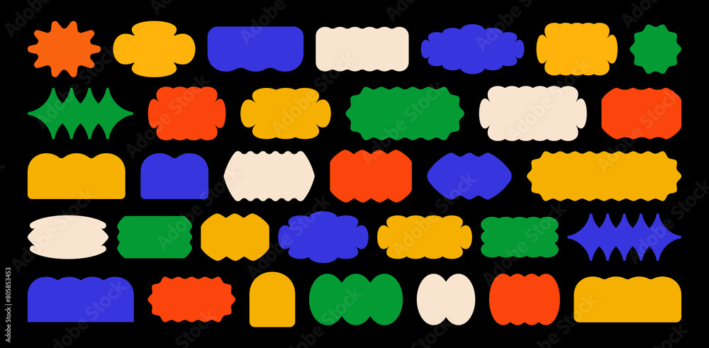 Abstract shape stickers. Vector frame elements set. Label design form ...