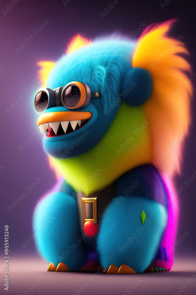 furry monster on a gaming background in the style of vray tracing, Ai ...
