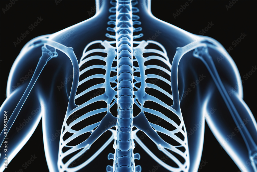 X-ray of human spinal cord. Human neck with view on the spine bones ...