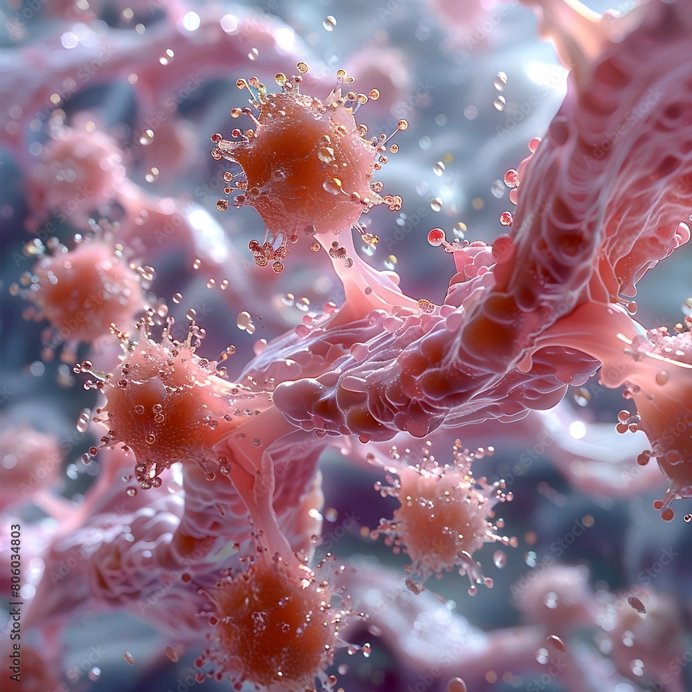 Close up of White Blood Cells Swarming in Hyper Clinical Visualization ...
