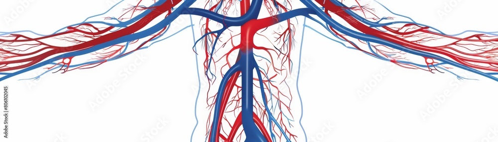 Detailed educational poster of the human circulatory system, showing ...