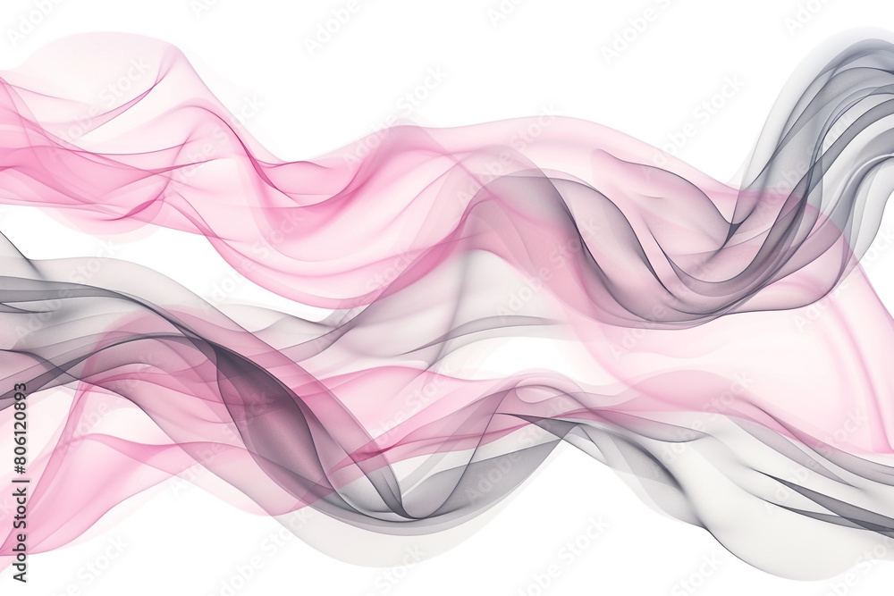 Soft matte pink and smokey grey waves on a solid white background ...
